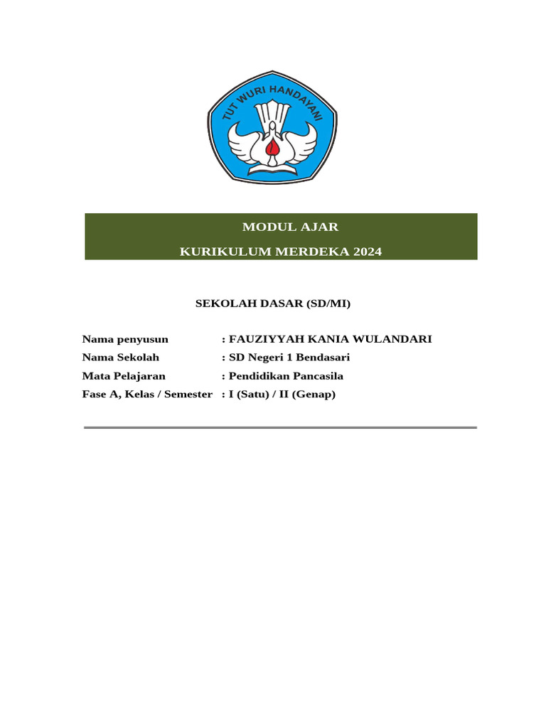 Modul Ajar KELAS 1 - Hampir Beres Si | PDF