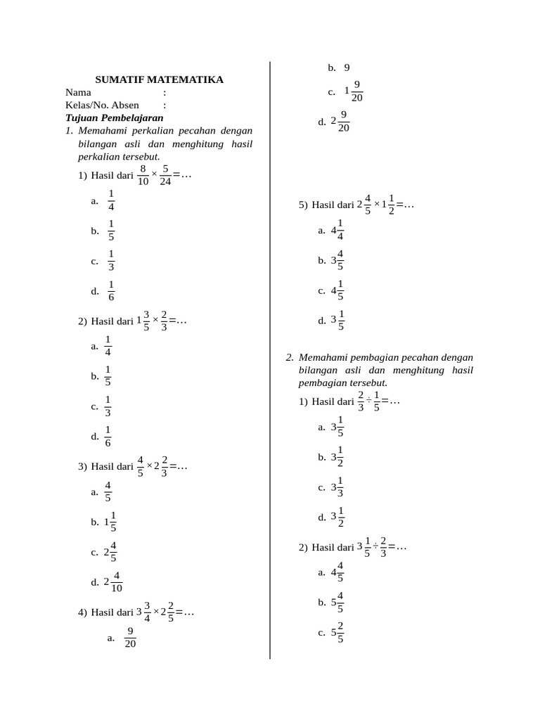 Sumatif Matematika | PDF