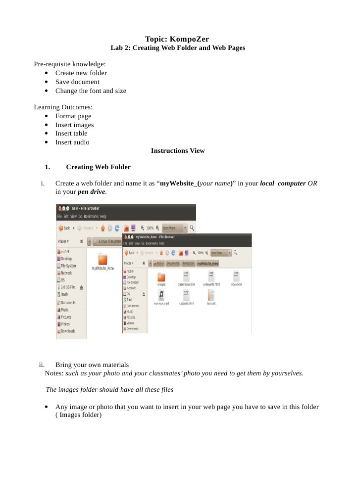 KompoZer Web Page Creation Guide | PDF