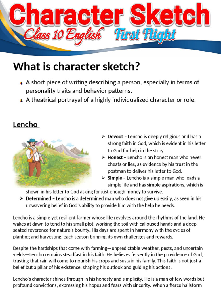 Class 10 Character Sketch (First Flight) | PDF