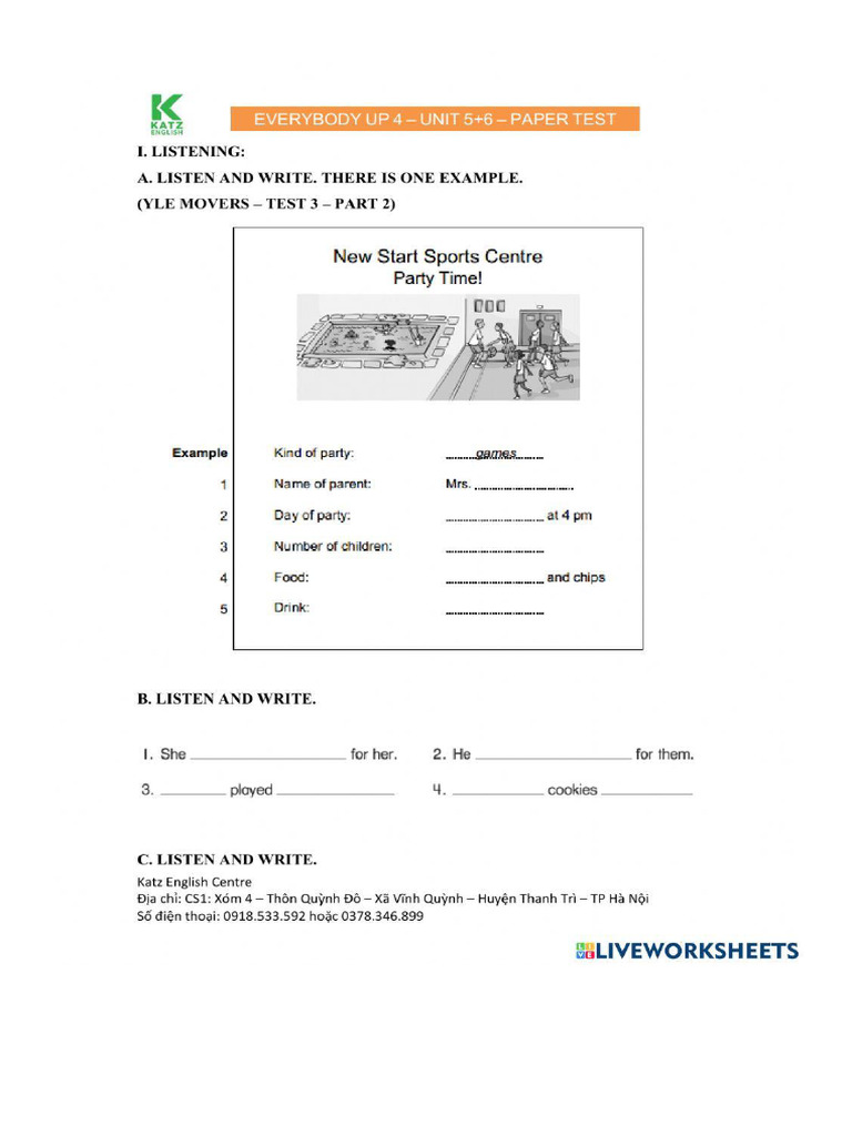 Everybody Up 4 Test Unit 5 + 6 | PDF
