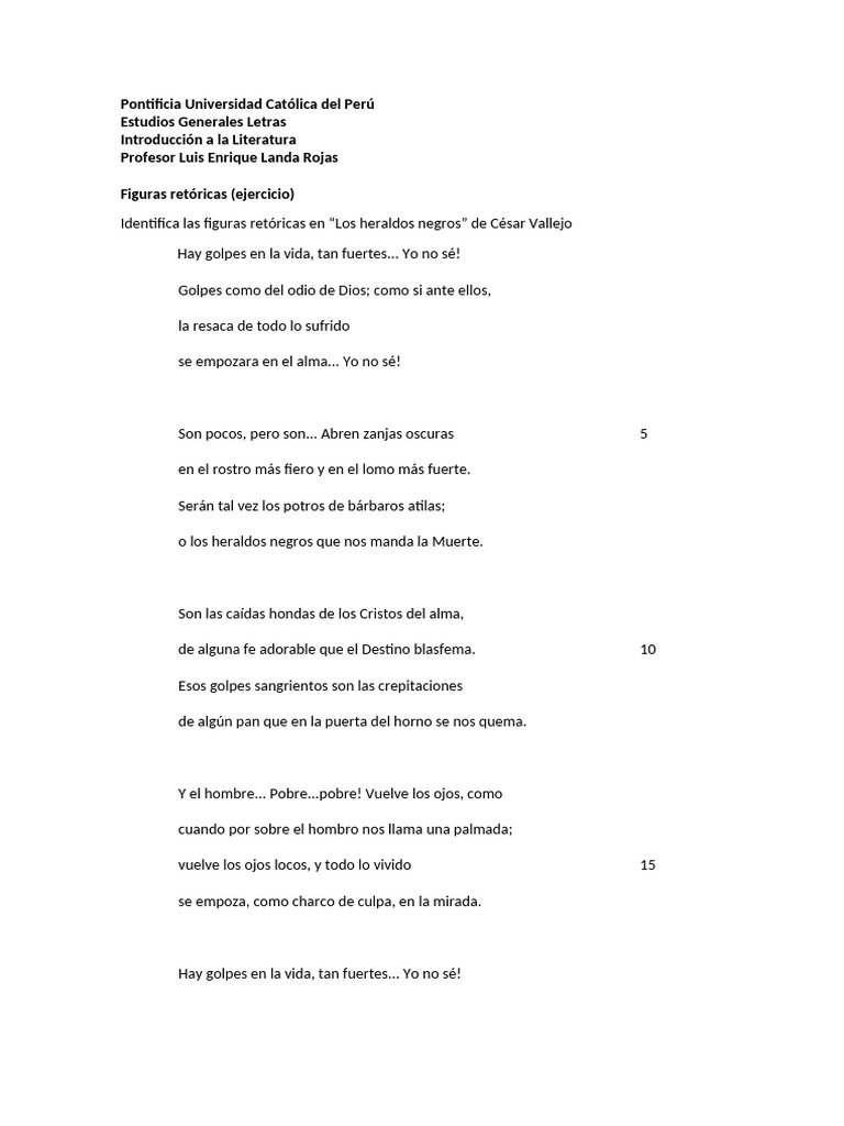 Figuras Retóricas Ejercicio | PDF