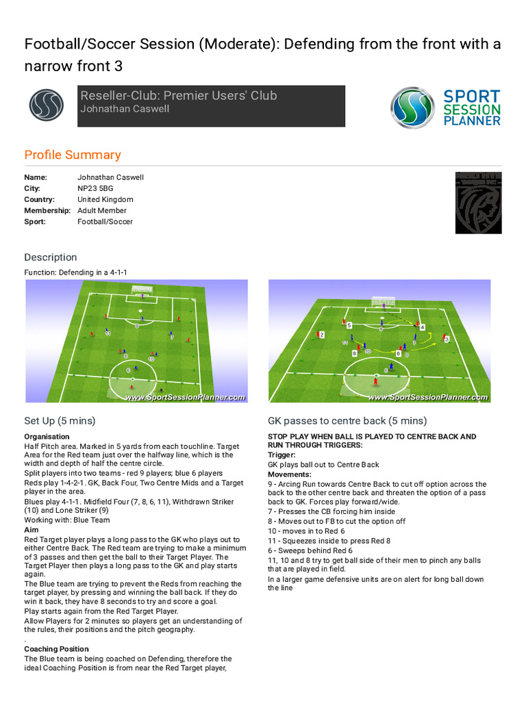 Football - Soccer - Defending From The Front With A Narrow Front 3 | PDF