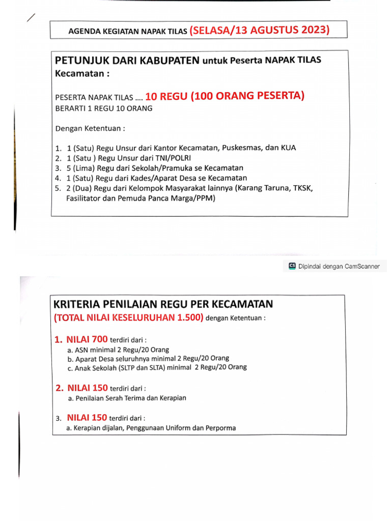Ketentuan Napak Tilas Kecamatan Kelua 2024 | PDF
