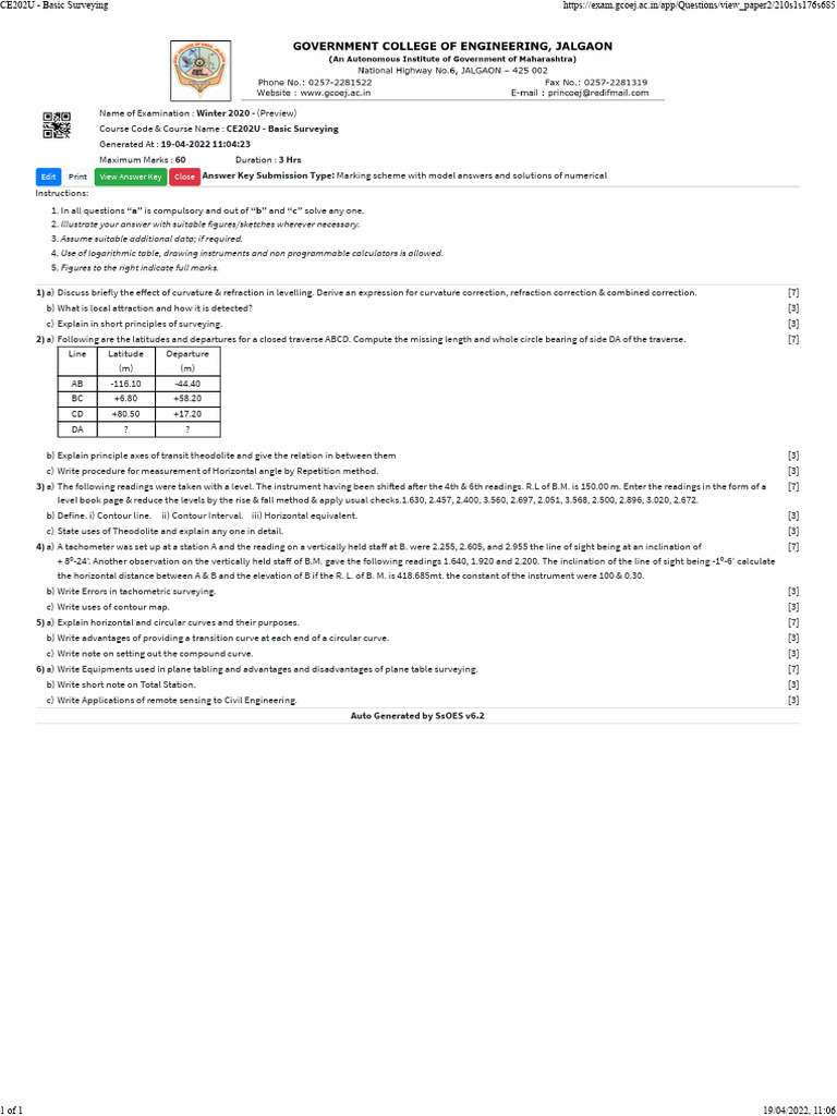 CE202U - Basic Surveying | PDF