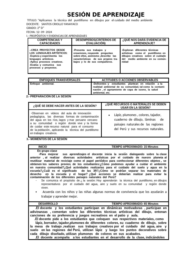 SESION APLICAMOS LA TECNICA DEL PUNTILLISMO | PDF SESION APLICAMOS LA TECNICA DEL PUNTILLISMO | PDF