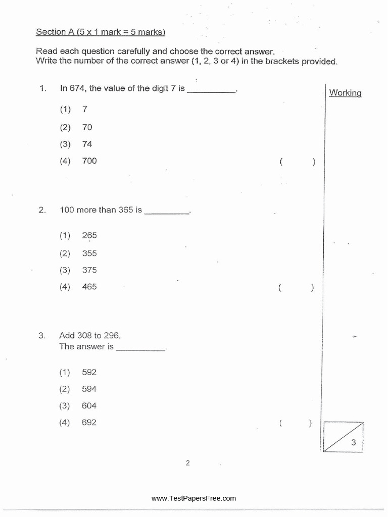 P2 Maths 2019 CA1 CHIJ | PDF