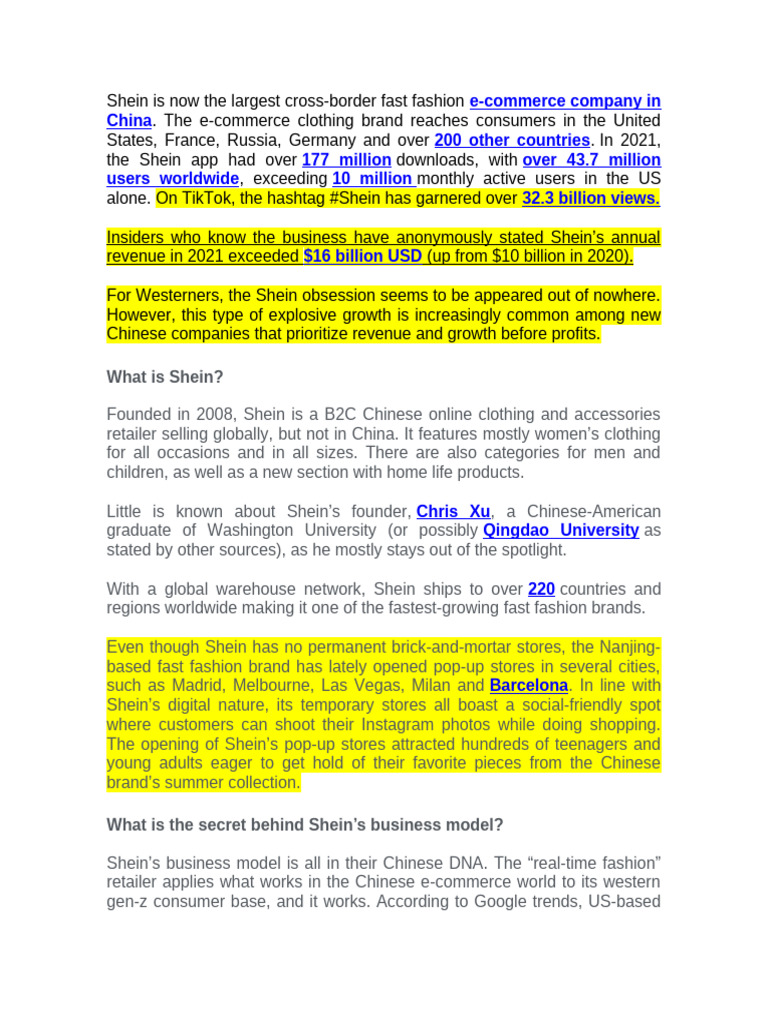 Shein (English Coil Class) | PDF