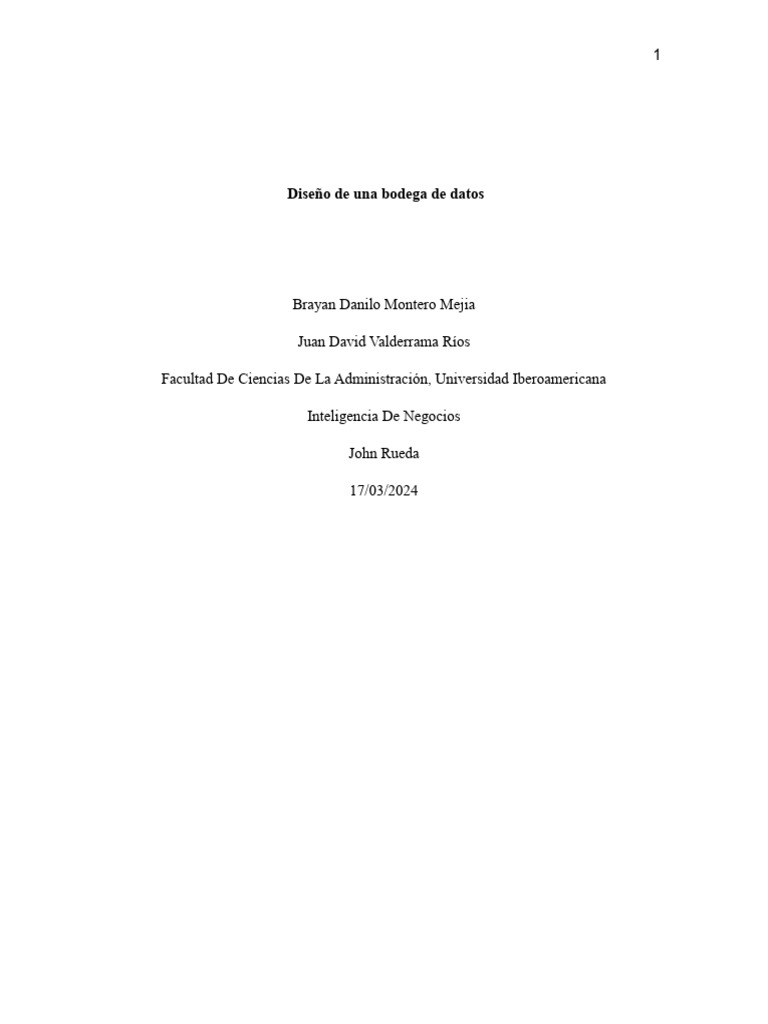Actividad 2 - Diseño de Una Bodega de Datos | PDF | Almacén de datos ...