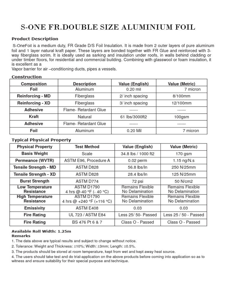 Fire Retardant Double Size Alu.Foil | PDF