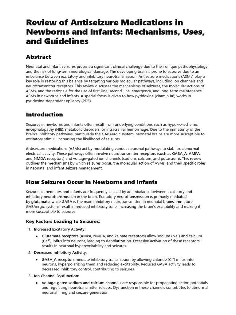 Review of Antiseizure Medications in Newborns and Infants | PDF ...