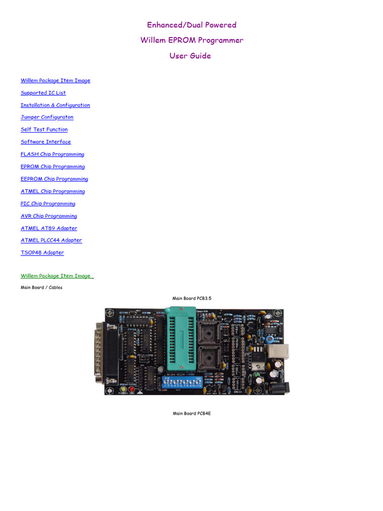 Standard PCB3B Willem Programmer User Guide | PDF
