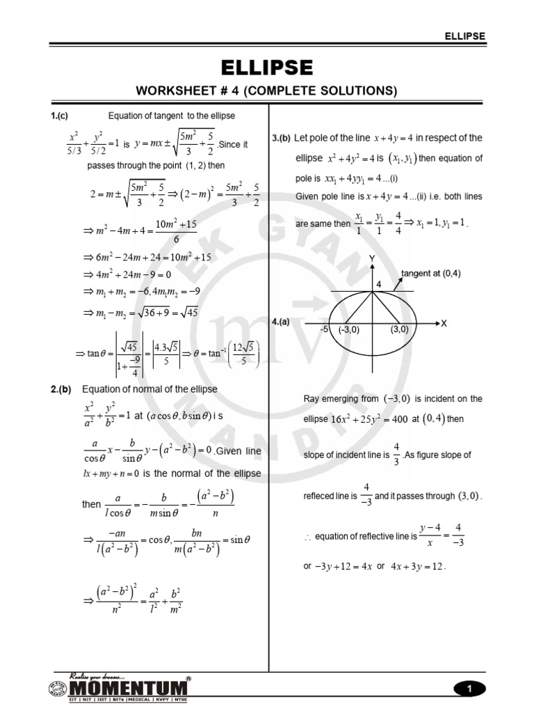 7.ellipse Ws-,iv | PDF | Perpendicular | Ellipse