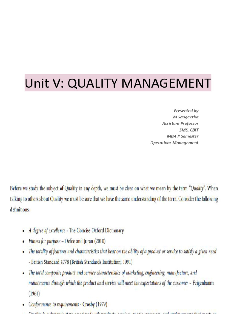 Om-Ms Unit 5 TQM | PDF