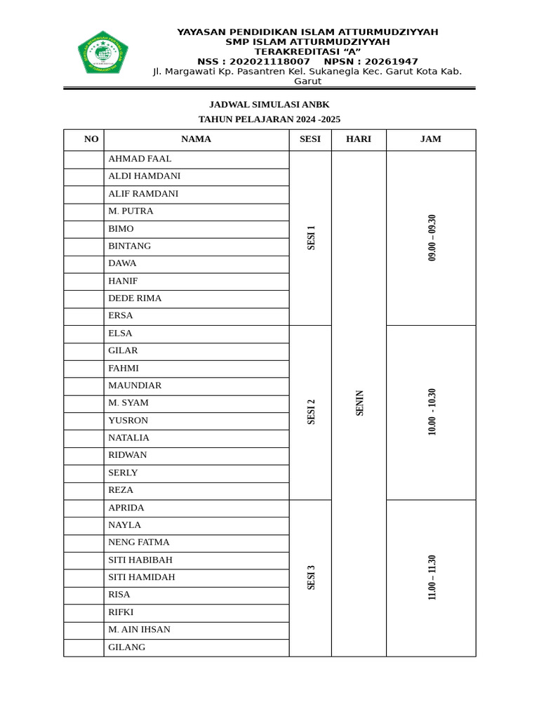 Jadwal Simulasi Anbk Pdf