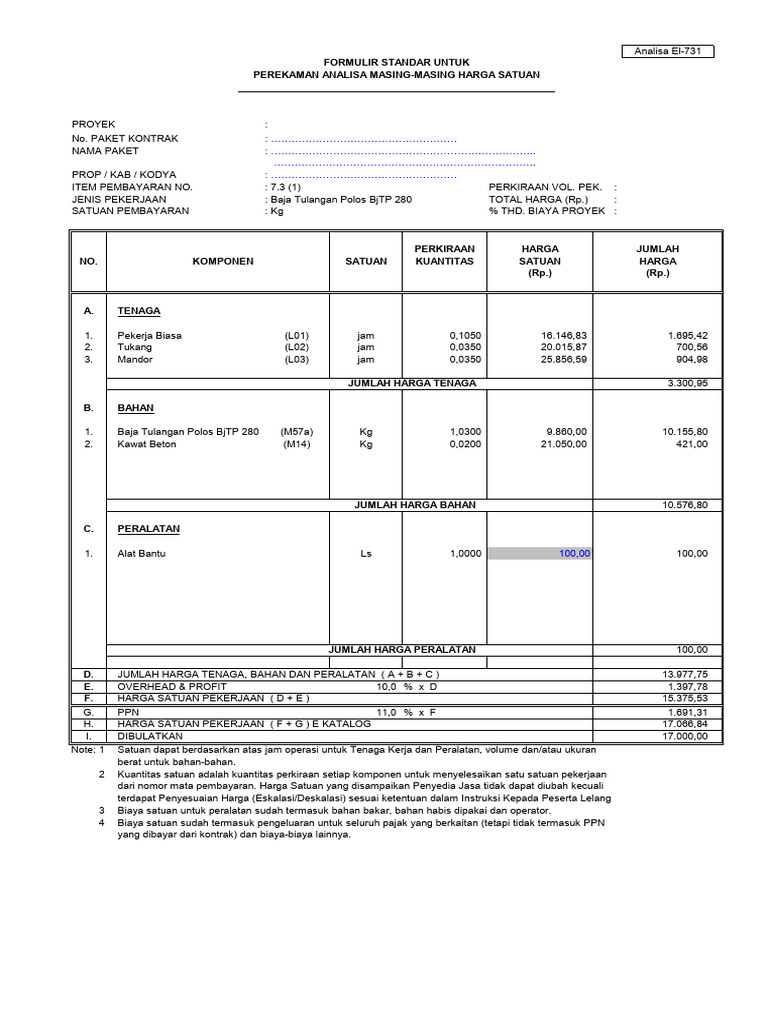 Pek. Baja Tulangan Polos BjTP 280 | PDF