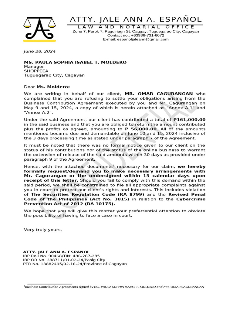 Deman Letter Cagurangan | PDF