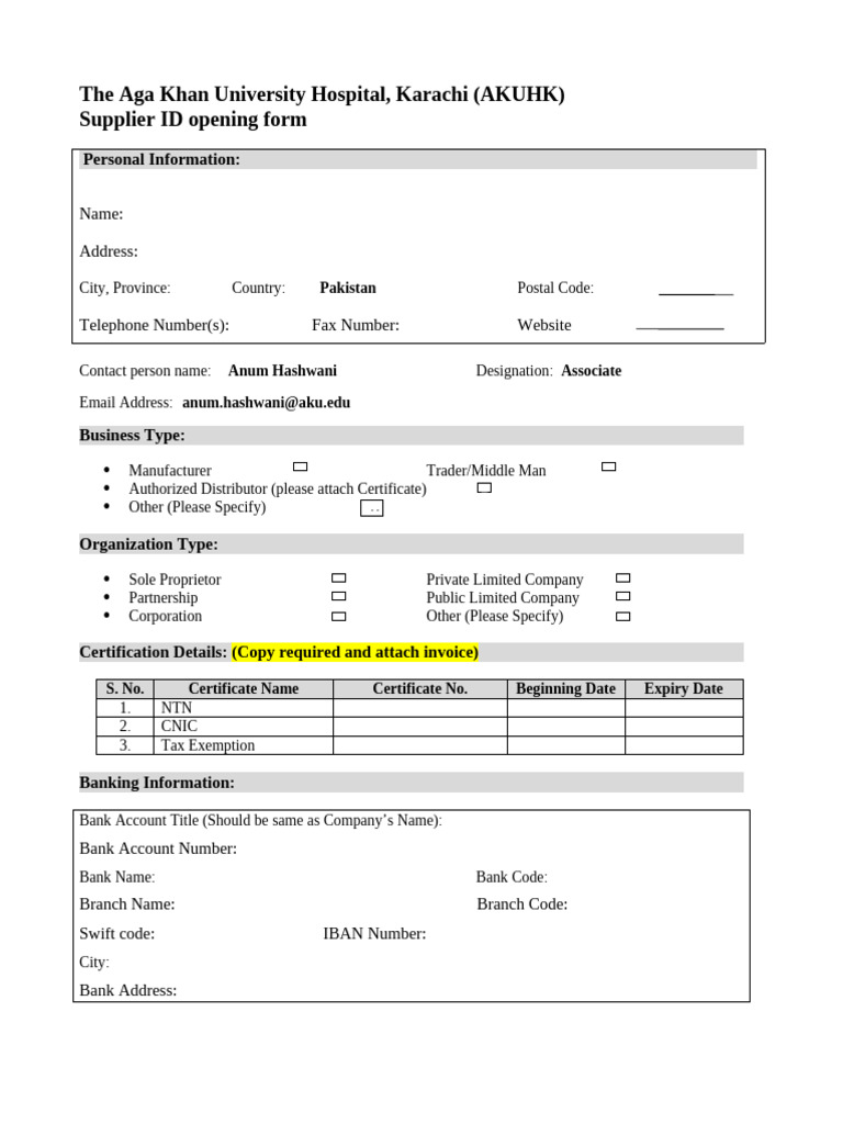 Supplier ID Sample | PDF