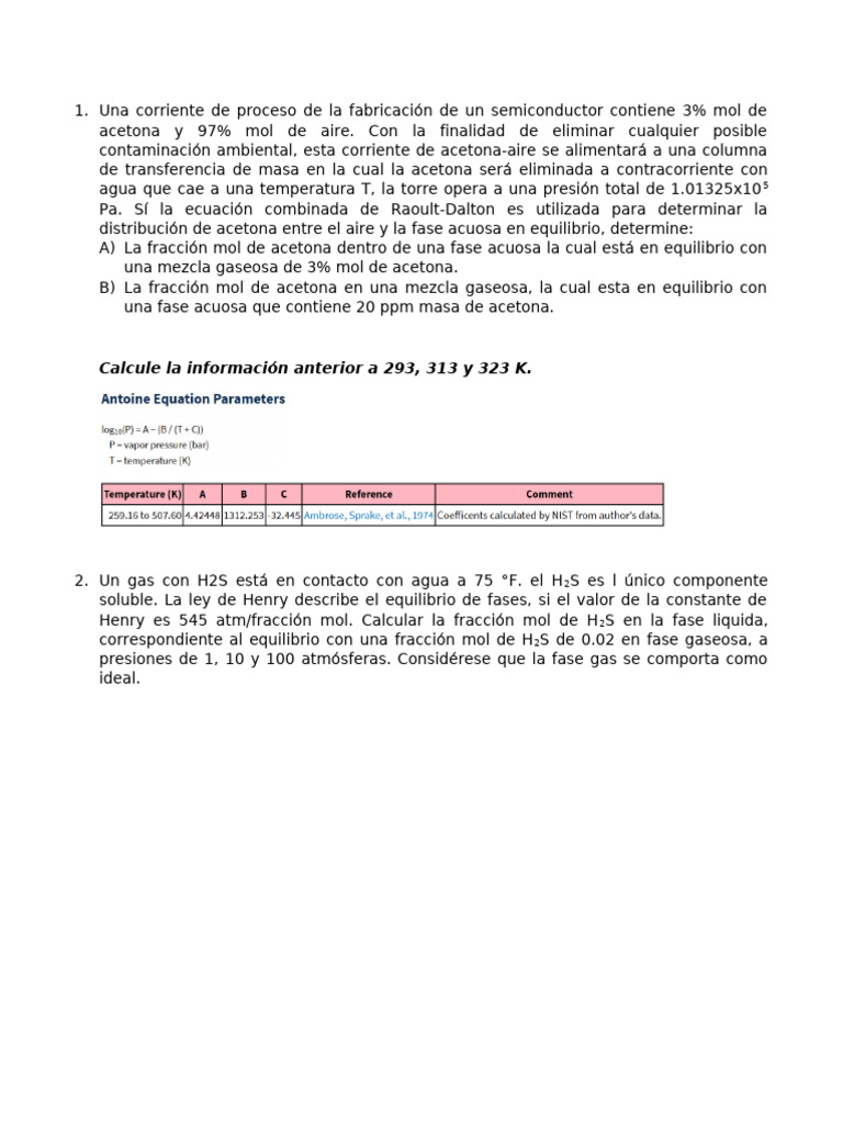 Ejercicios Henry y Raoult | PDF