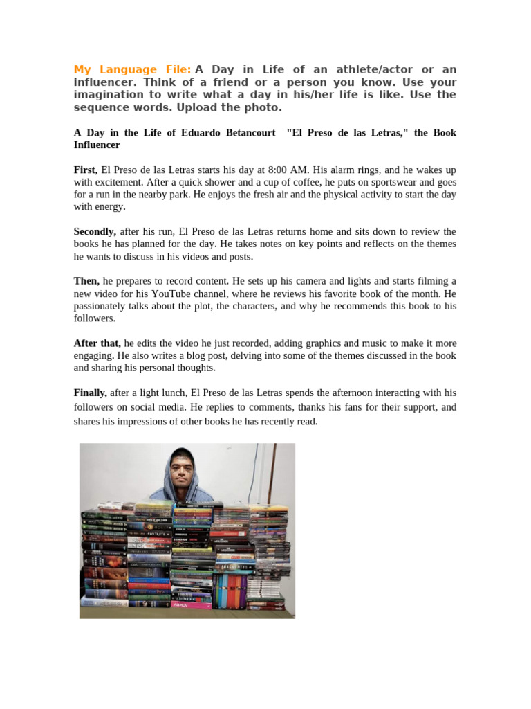 My Language File A Day in The Life of An Influencer | PDF