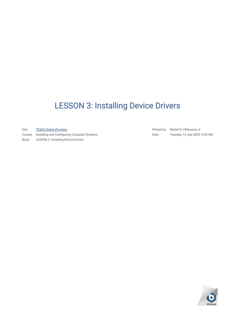 LESSON 3 Installing Device Drivers | PDF