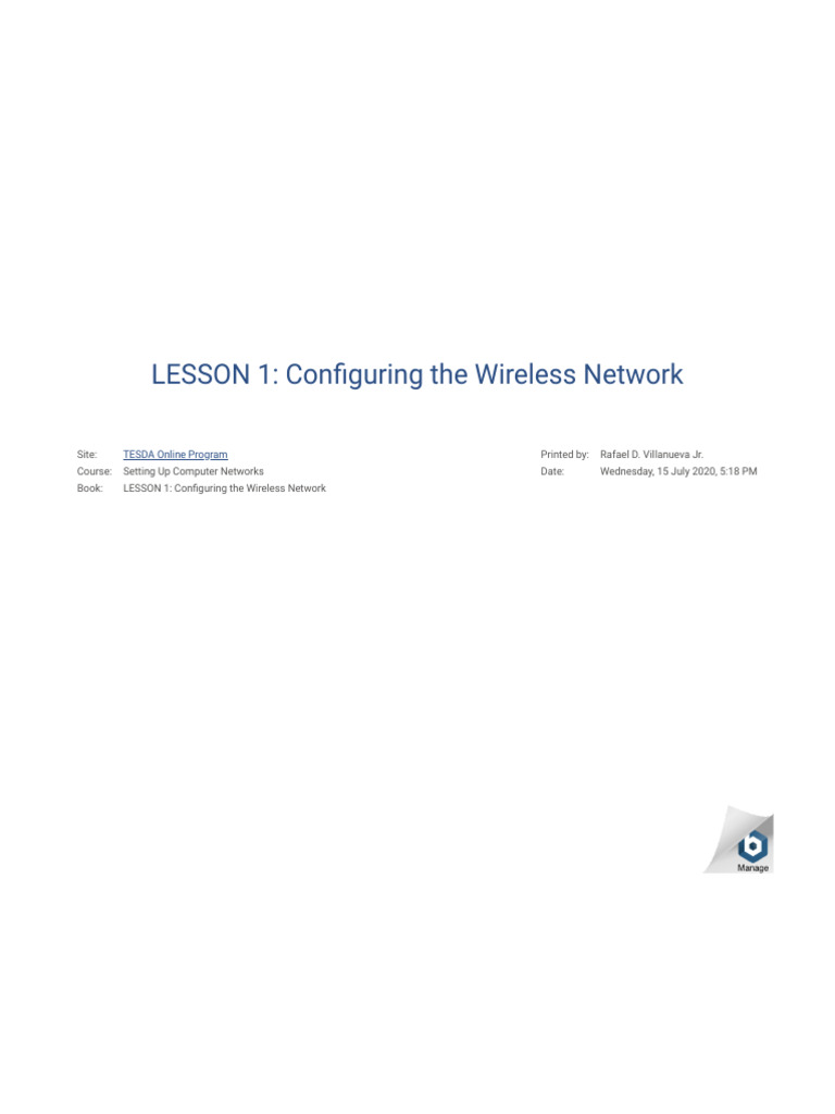 LESSON 1 Configuring The Wireless Network | PDF