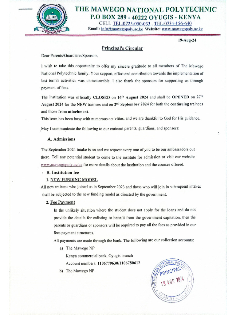 Principals Circular | PDF