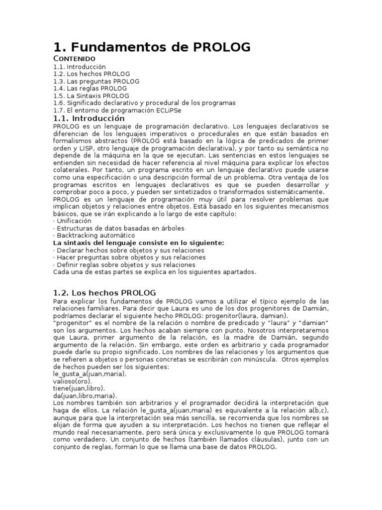 Prolog | Descargar gratis PDF | Lenguaje de programación | Campo ...