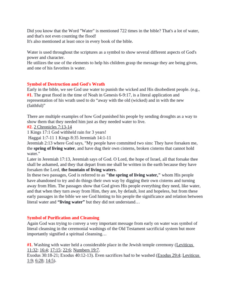 Water Symbolism in The Bible, Study | PDF