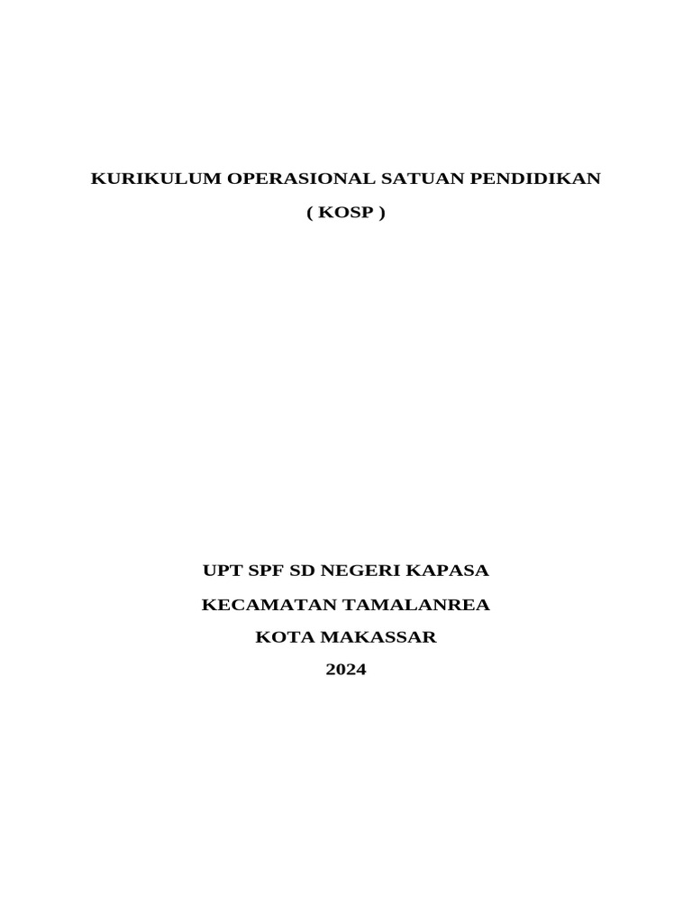Kosp Upt SPF SD Negeri Kapasa 2024-2025 PMM Kepsek | PDF | Karier & Perkembangan | Bisnis