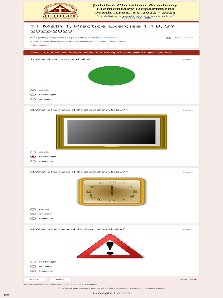 1T Math 1, Practice Exercise 1.1B, SY 2022-2023 | PDF