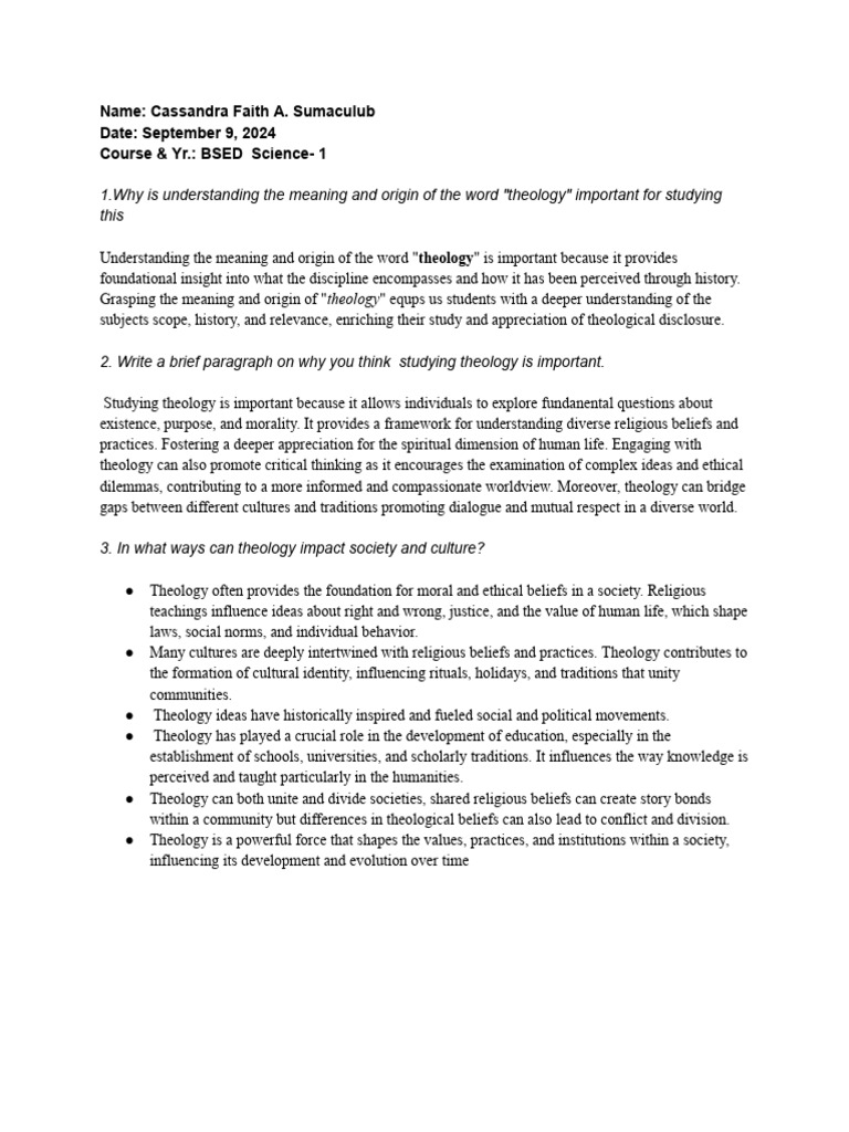 Theology Activity | PDF