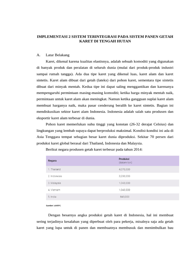 Implementasi 2 Sistem Terintegrasi Pada Sistem Panen Getah Karet Di Tengah Hutan | PDF