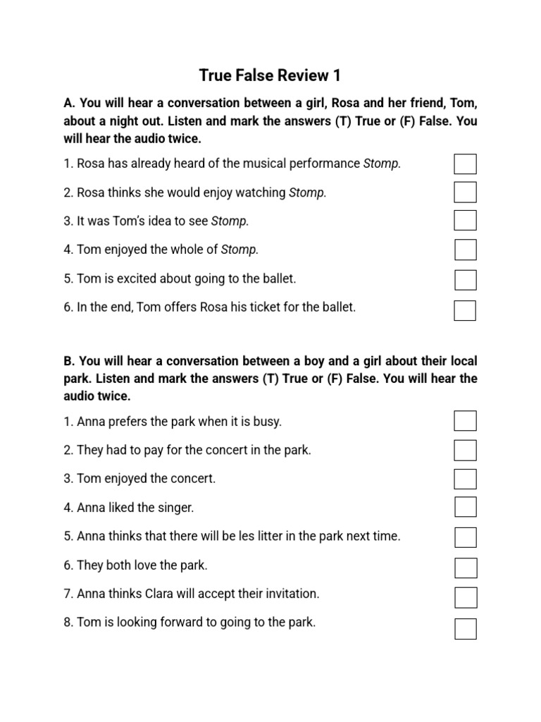 True False Review 1 | PDF