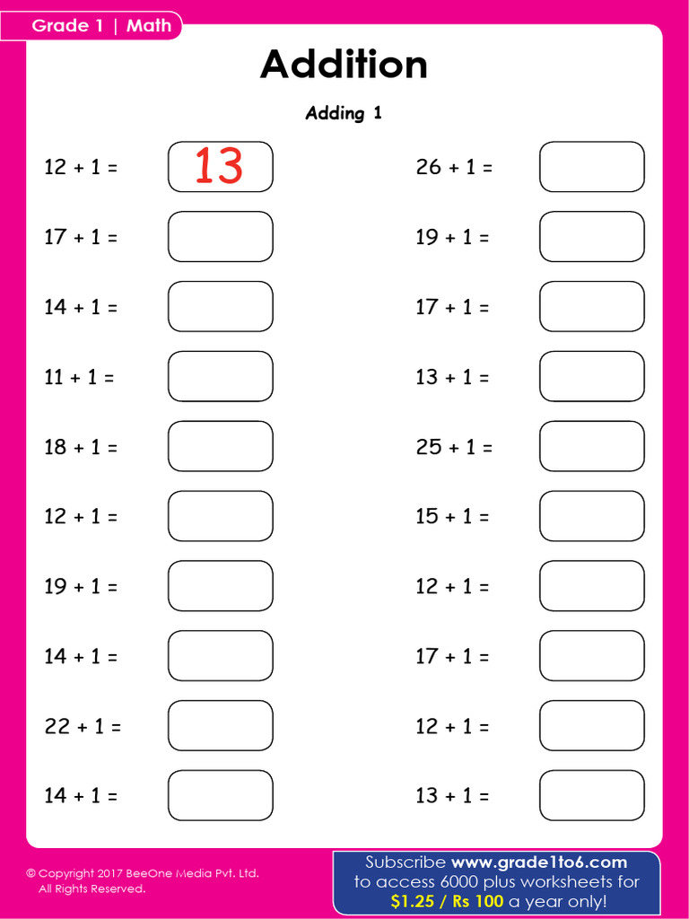 Class 1 Math Worksheet | PDF