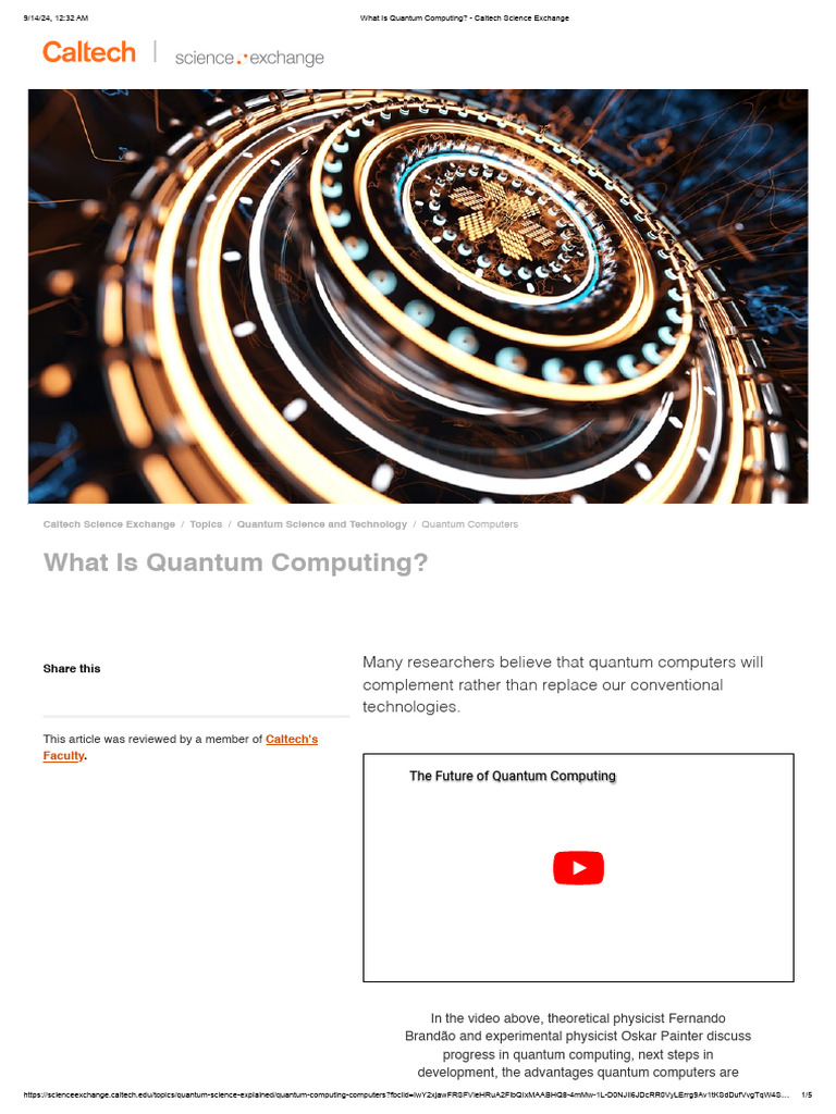 What Is Quantum Computing - Caltech Science Exchange | PDF | Quantum Computing | Computing