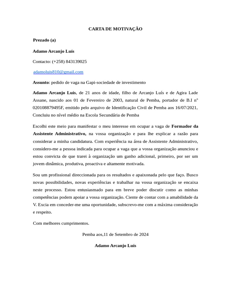 Modelos De Cartas Informativas Para Descargar Gratis/carta De Motivacao ...