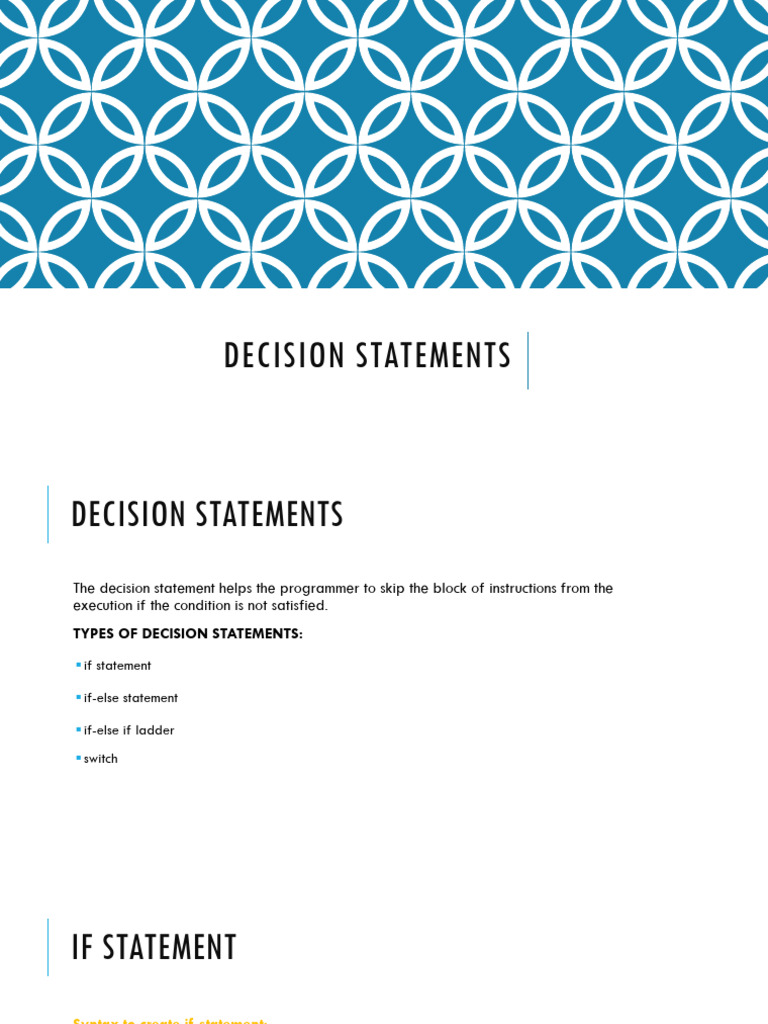4_Decision statements | PDF