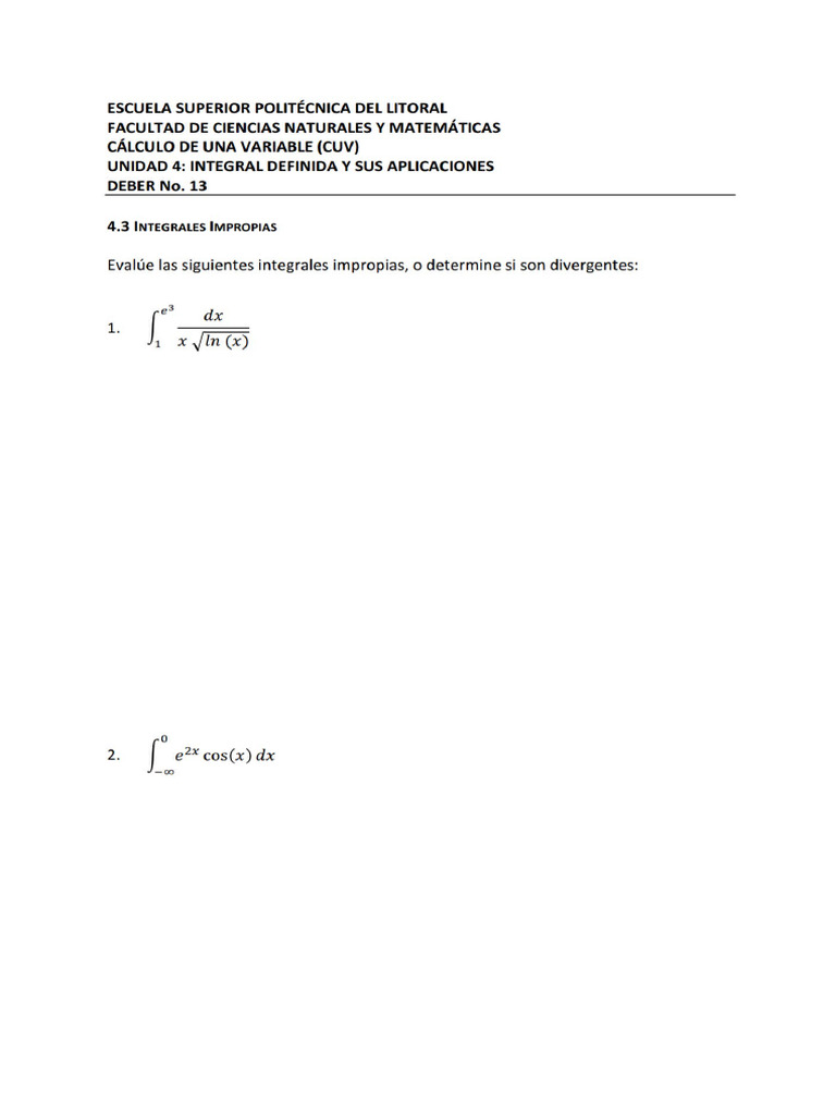 Deber 13 de Cálculo | PDF