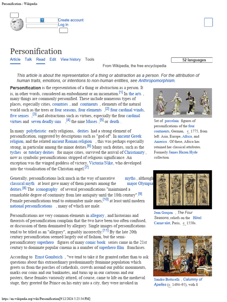 Personification - Wikipedia | PDF