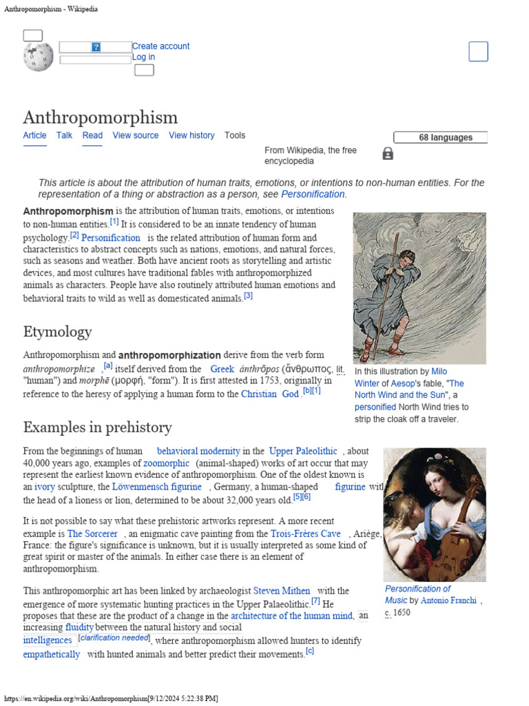 Anthropomorphism - Wikipedia | PDF