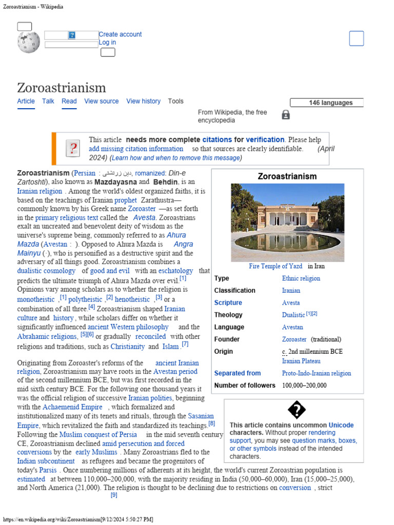 Zoroastrianism - Wikipedia | PDF
