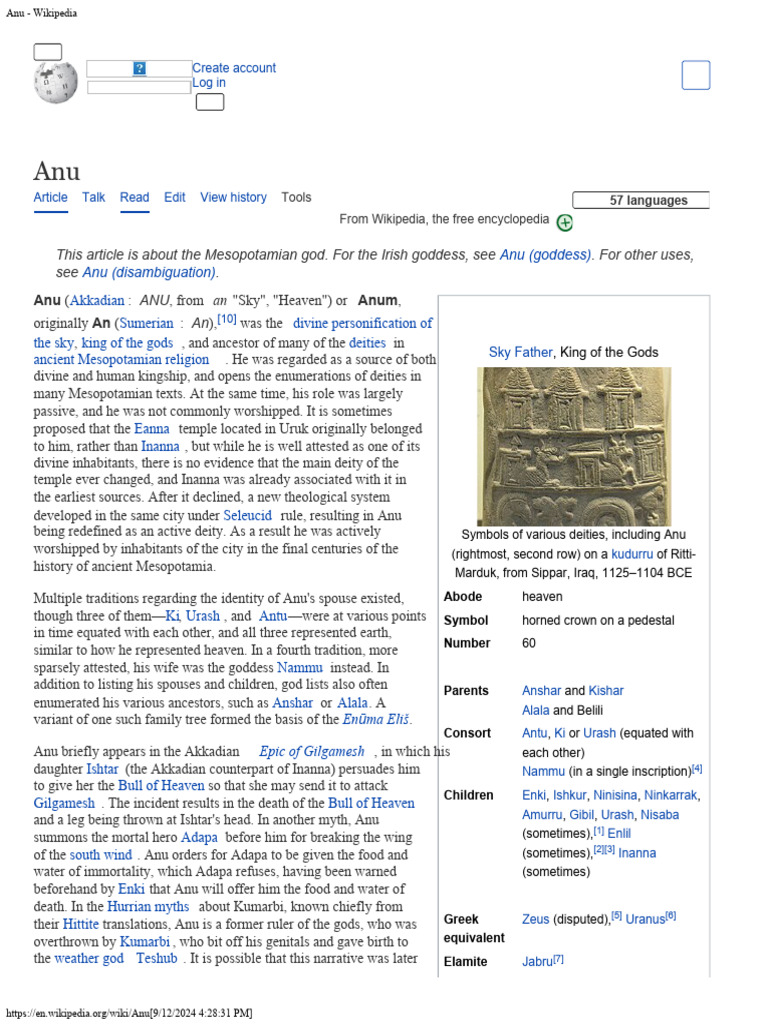 Anu - Wikipedia | PDF