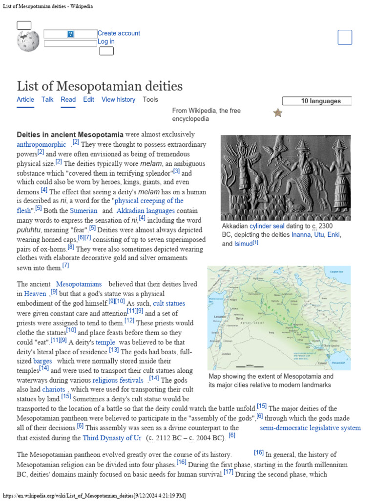 List of Mesopotamian Deities - Wikipedia | PDF
