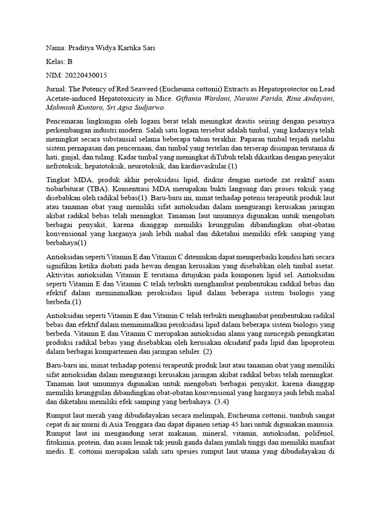 Praditya Widya Kartika Sari - 20220430015 (Merangkum Jurnal) | PDF | Sains & Matematika