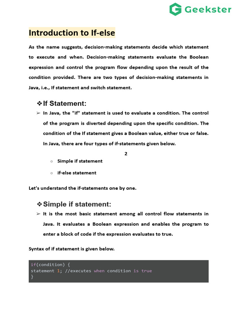 DAY4 Introduction To If-Else | PDF