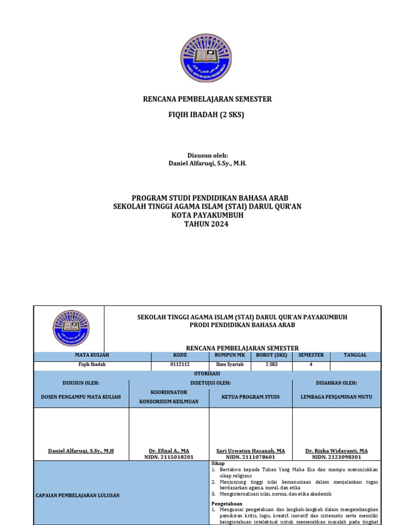RPS Fiqih Ibadah PBA Semester 4 2024 | PDF