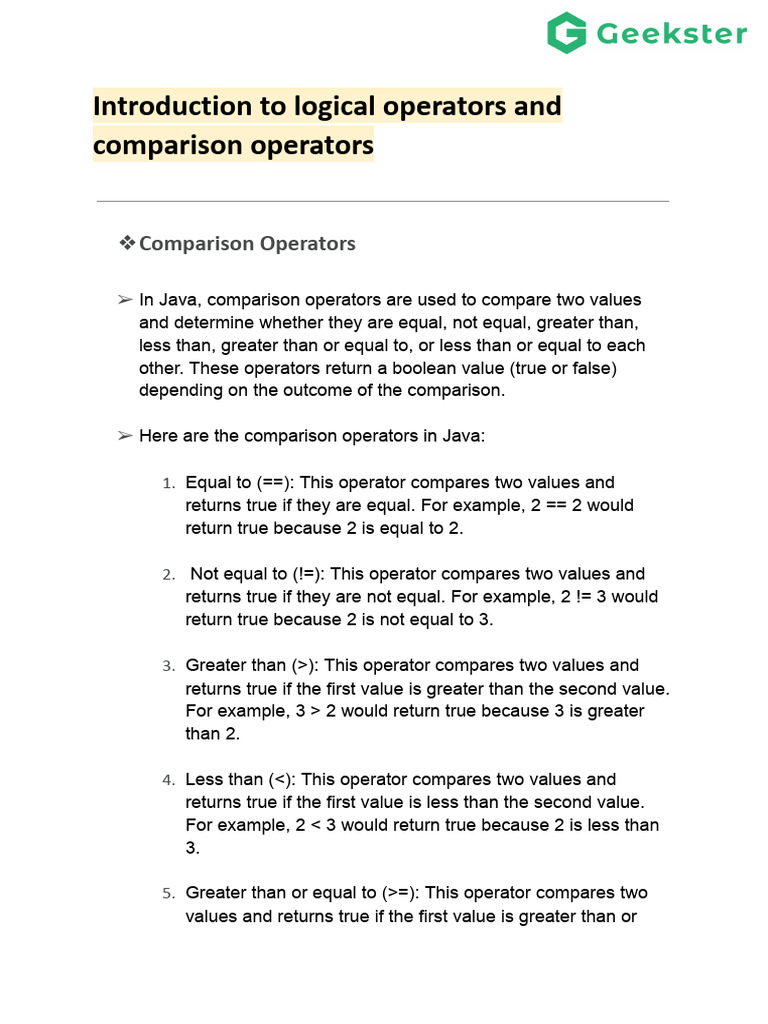DAY3 Introduction To Logical Operators and Comments | PDF