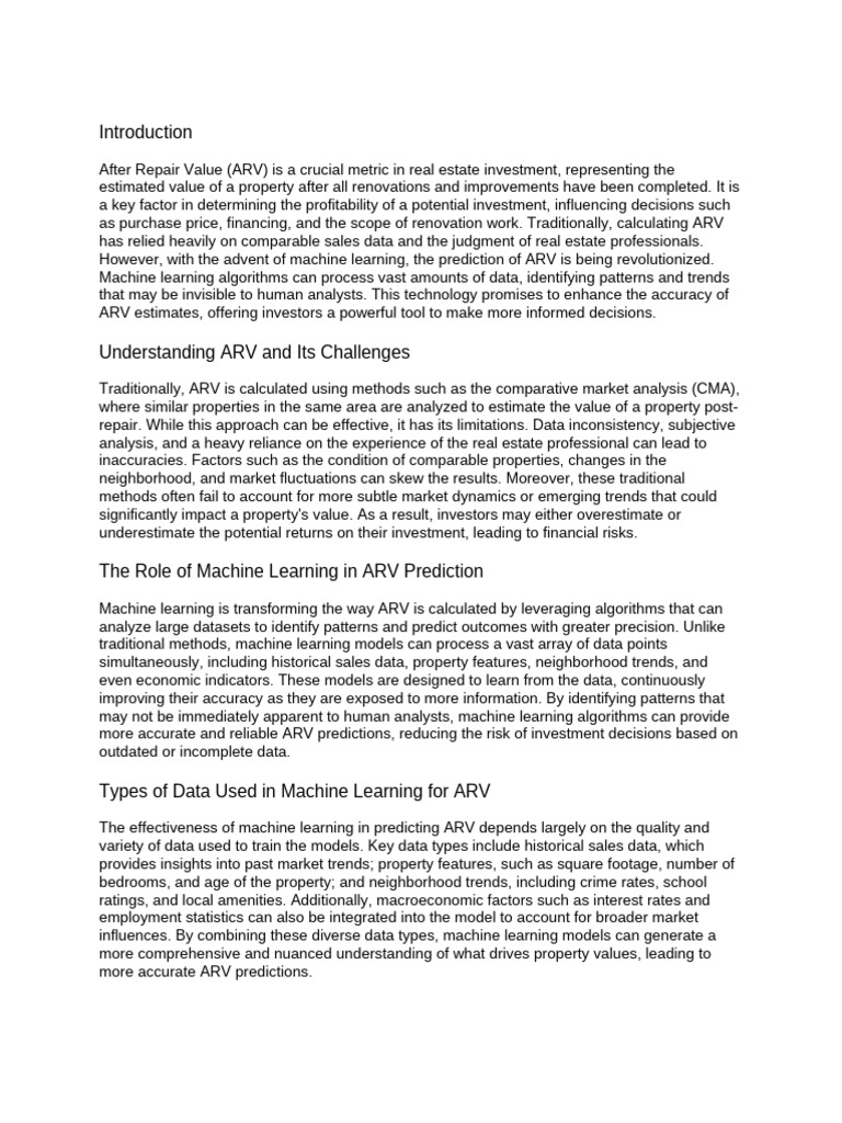 How To Determine After Repair Value - Leveraging Machine Learning For ...