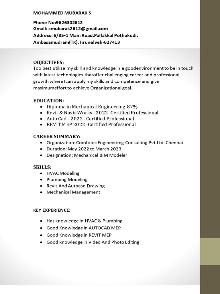 Mubarak Resume | PDF